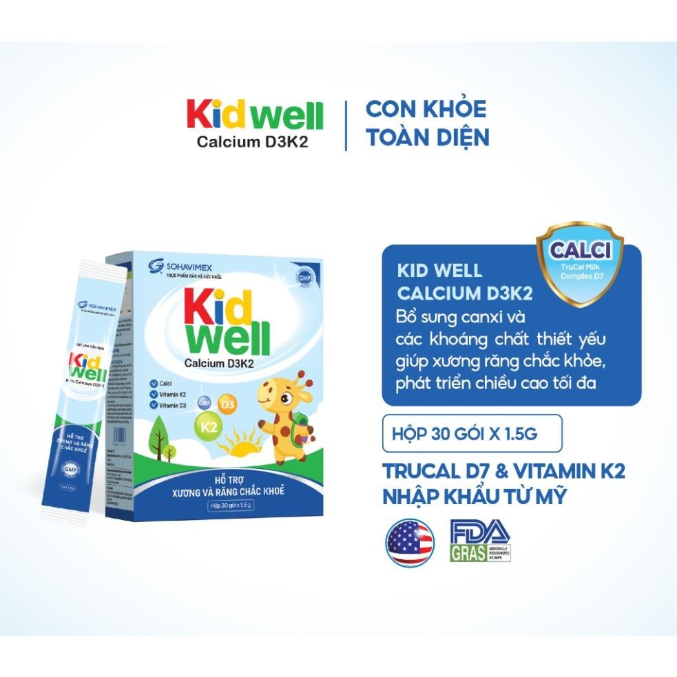 Kid Well Calcium D3K2 - Hỗ trợ bổ sung canxi cho bé chắc khỏe xương và ...