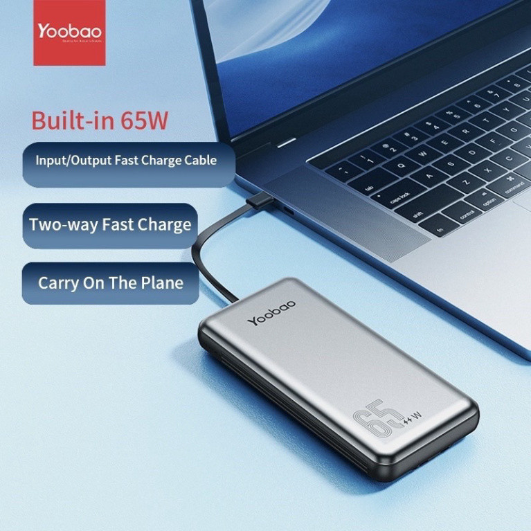 Pin sạc phòng ngừa Yoobao LC6 65W nồng độ 20000mAh tụ hợp 2 Sạc cáp đi kèm theo 2 dây BASE ...