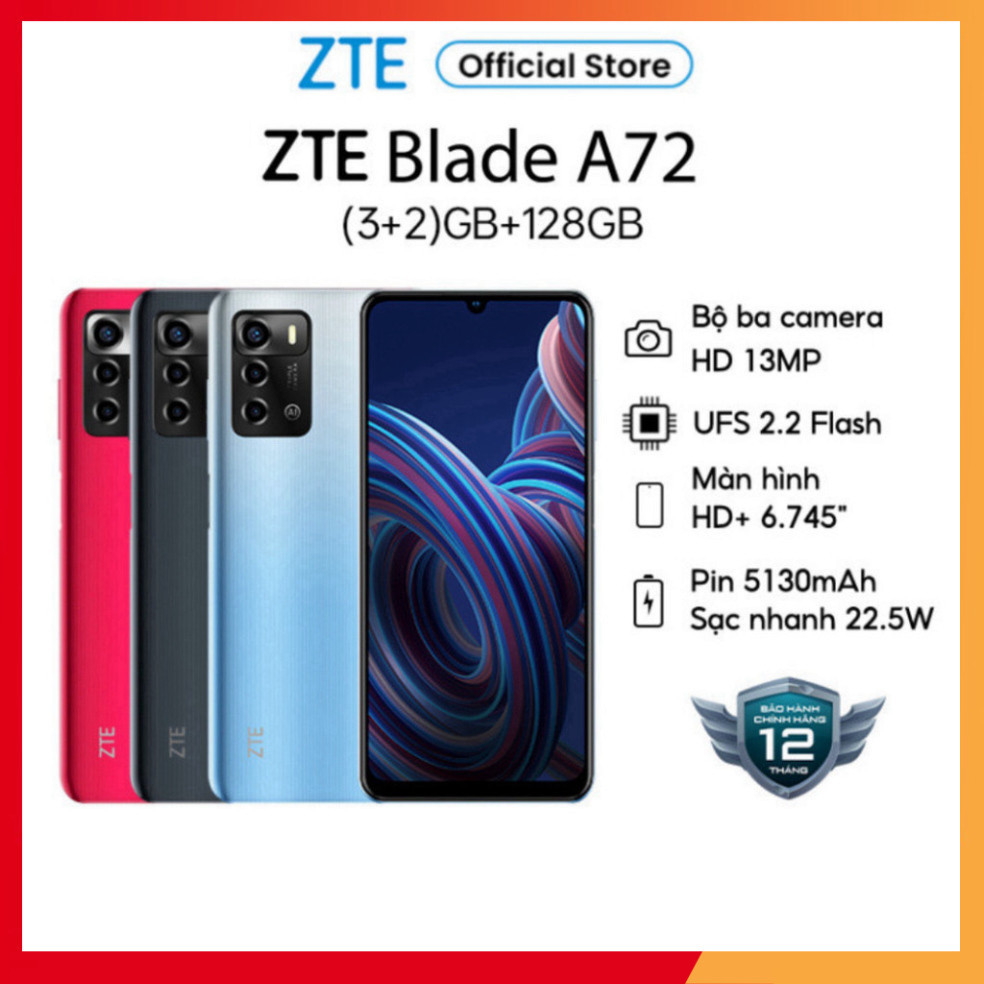 Điện Thoại ZTE Blade A72 | 5GB(3GB+2GB)/128GB | 6.75'' HD+ | 90HZ ...