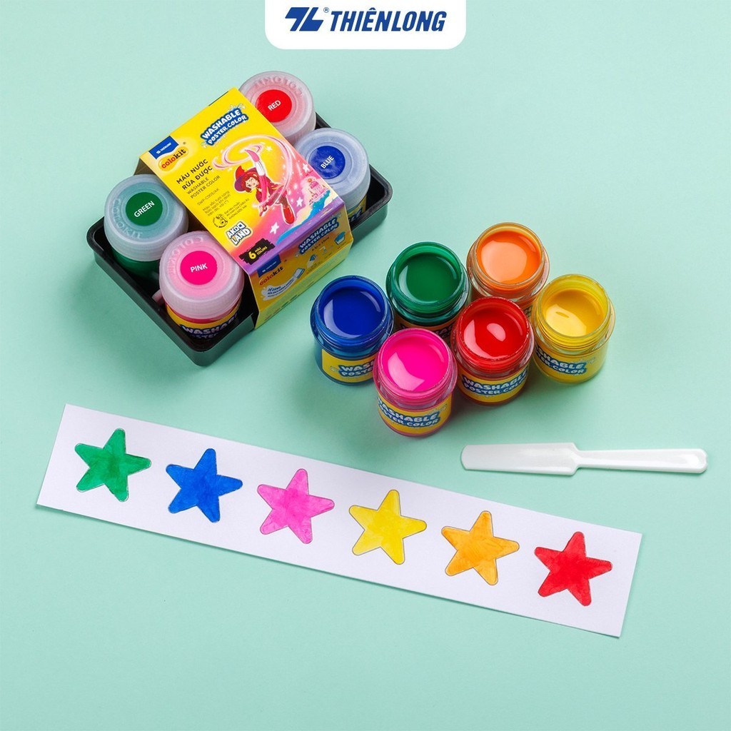 Hộp 6/12 màu nước rửa được - Washable Poster Color Thiên Long Colokit ...