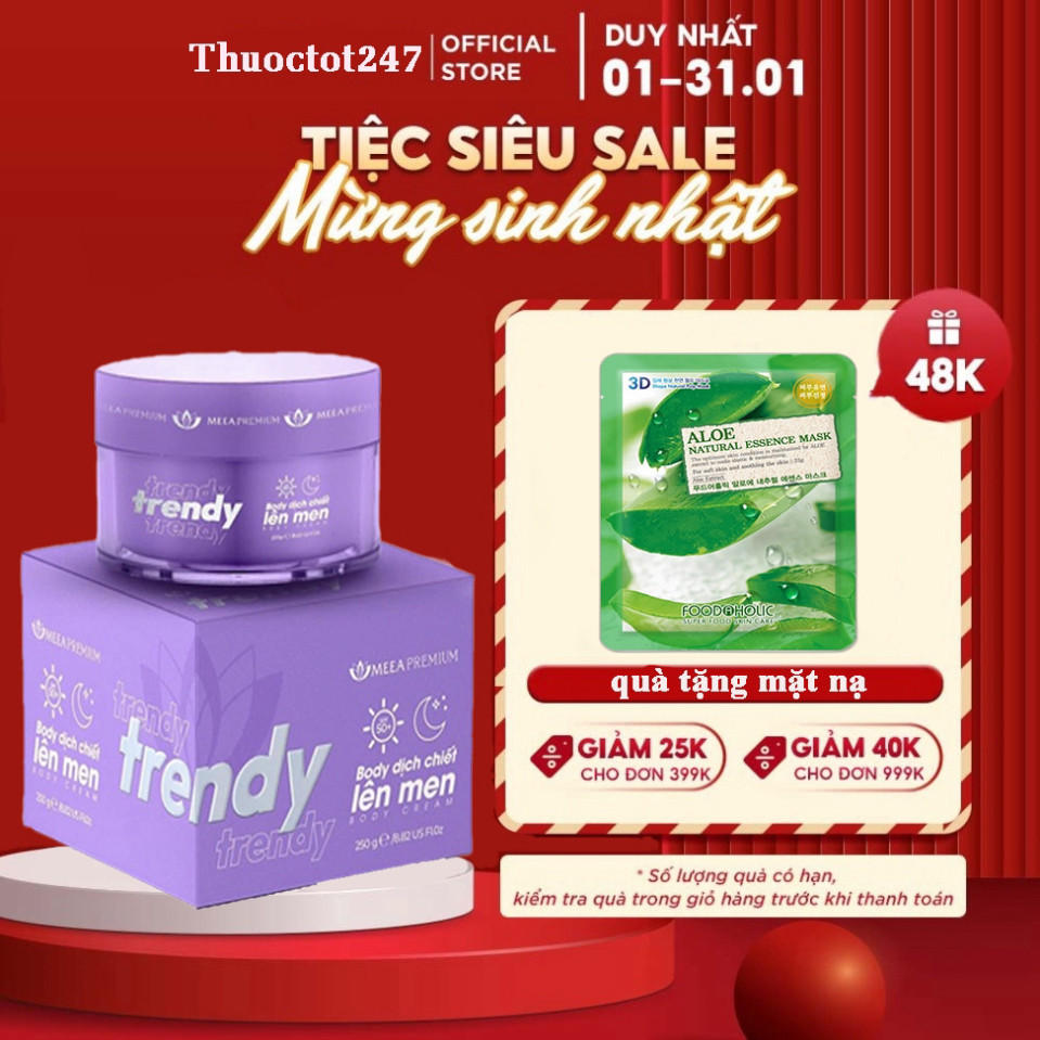 Kem Body Trendy tím Meea dịch chiết lên men dưỡng trắng da hiệu quả ...