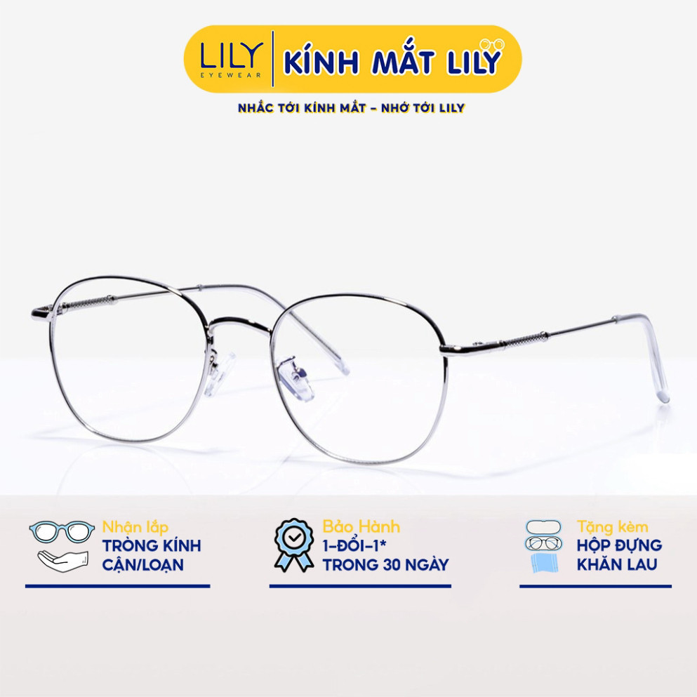 Gọng kính cận nam nữ LILY EYEWEAR mắt tròn chất liệu kim loại phụ kiện ...