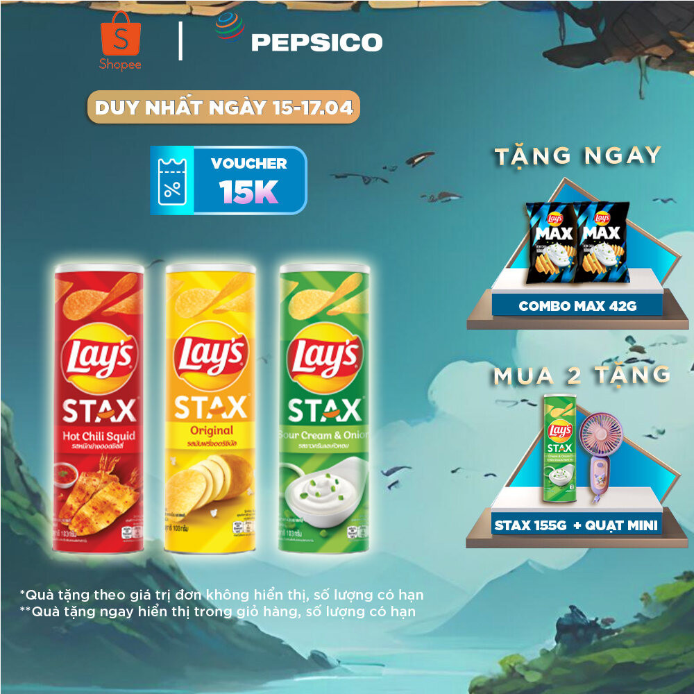 Combo 3 Lay's Stax 100gr (Tự nhiên, Mực sốt cay, Kem chua hành ...