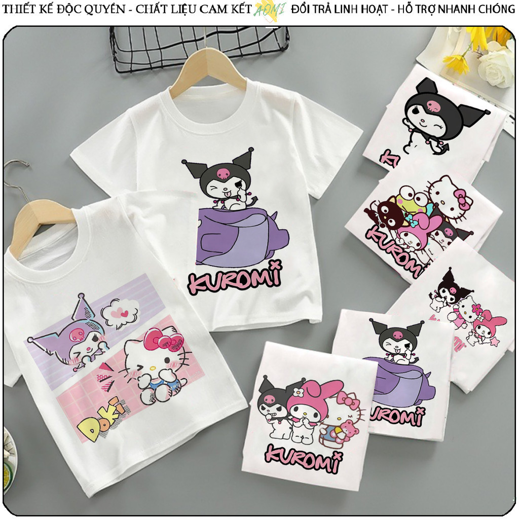 ÁO THUN UNISEX KUROMI KITTY Onegai My Melody PHÔNG TRẮNG TAY NGẮN NAM ...