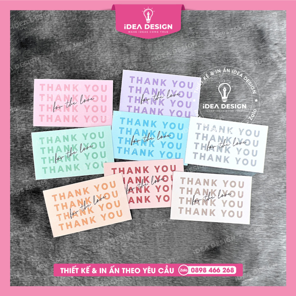 Card Thank You, Thiệp Cảm Ơn - Size 9x5,4cm - Giấy C300 Cán Màng Mờ Màu ...