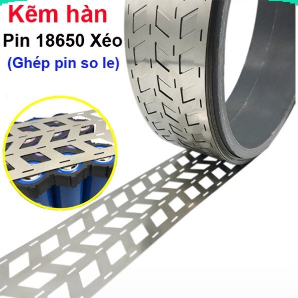 (1 mét) Kẽm hàn Pin 18650 xéo - ( Pin ghép sát hoặc dùng khung Pin ...