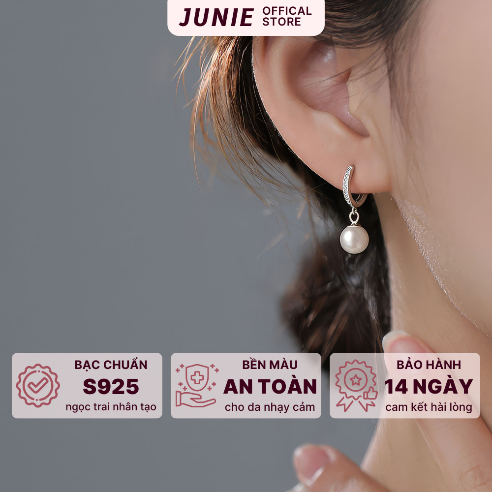 Bông Tai Ngọc Trai JUNIE Đính Đá Vòng Dáng Treo Thả Sang Trọng E-AISHA ...
