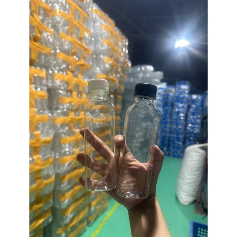 si 110 - chai nhựa Trà sữa vuông VUÔNG TRƠN 250ml nắp đen / trắng ( thể tích thực sẽ yếu 10-20ml ...
