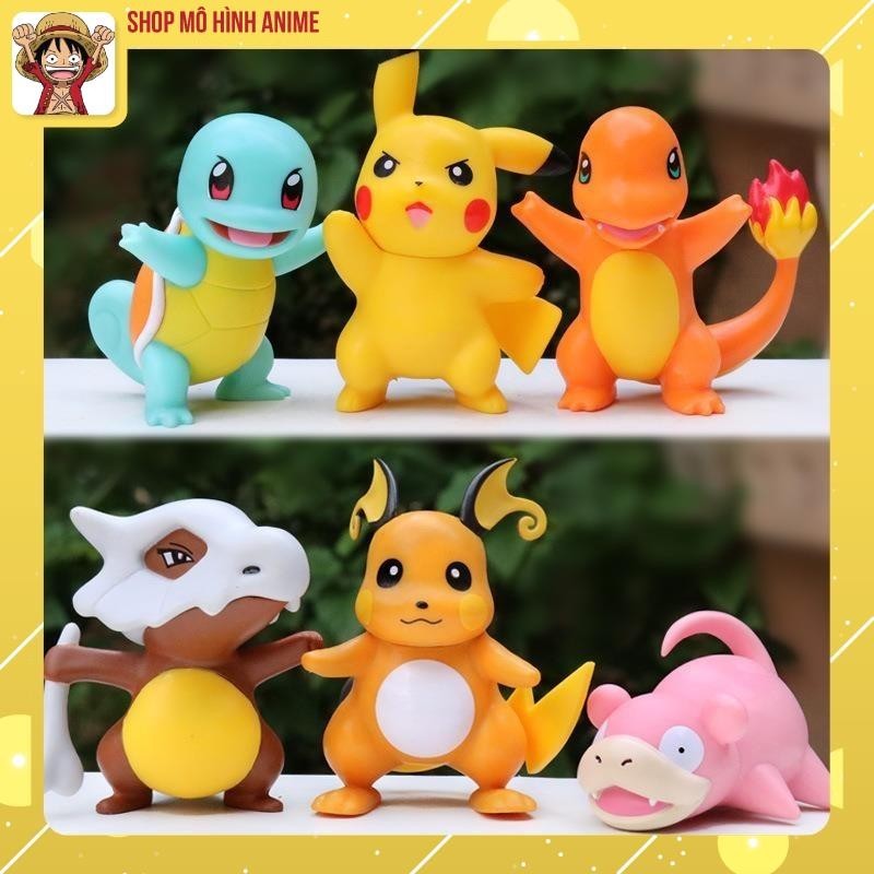 Mô Hình 6 Nhân Vật Pokemon, Pikachu, Raichu, Rùa Jenny, Cao 11cm, Decor ...