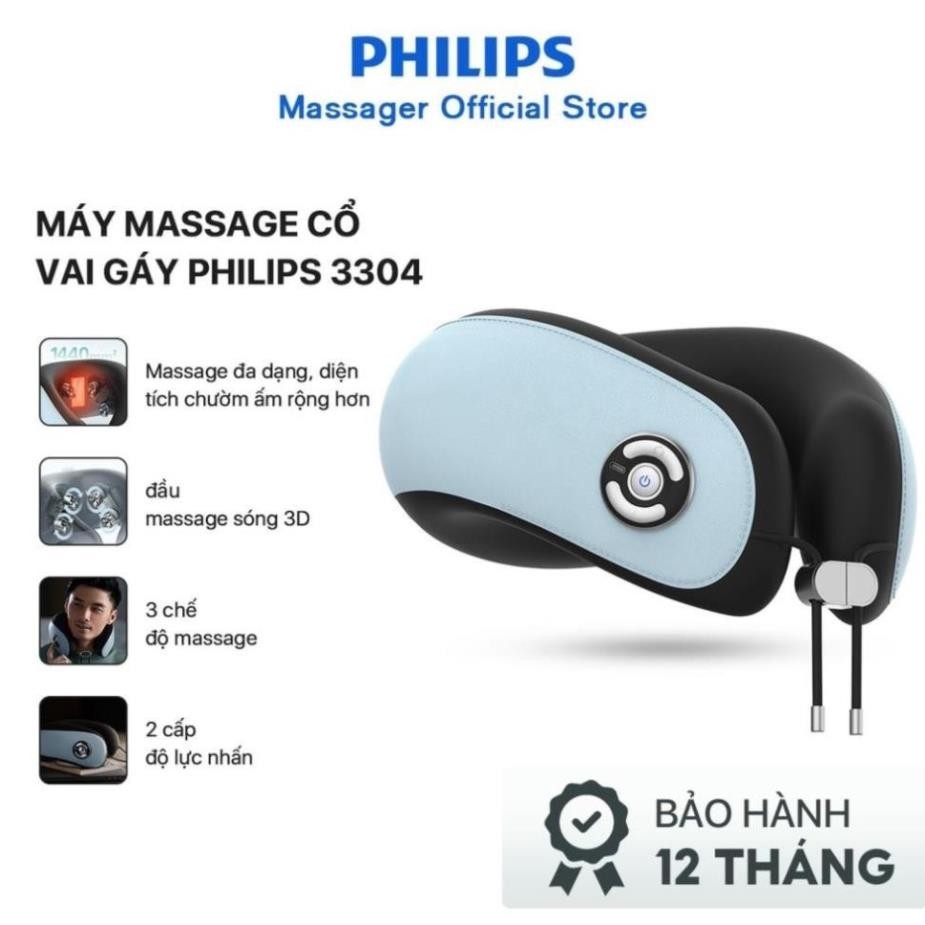 Máy Massage Cổ Vai Gáy PHILIPS 3304-đầu massage sóng 3D, chườm ấm cảm biến,3 chế độ massage_BẢO ...