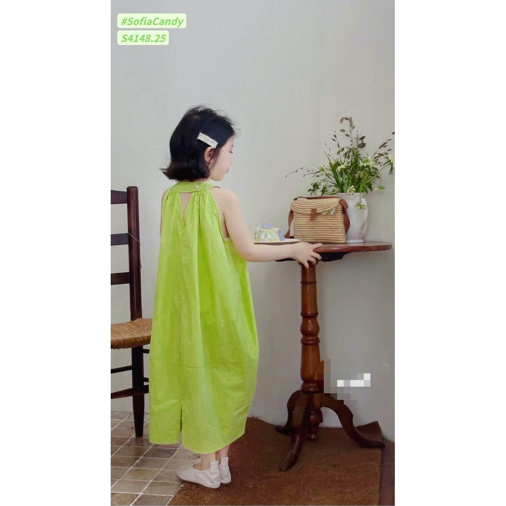 S4148 - Váy Sofia Candy thô xanh cốm phối cổ yếm size 1-10y | Shopee ...