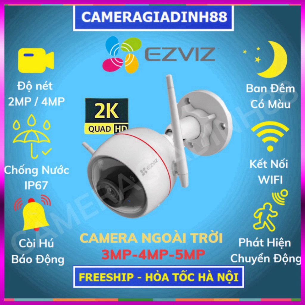 Camera Wifi Ezviz Ngoài Trời H3, C3W Pro C3TN 2M 3M 4M 5MP 1080P 2K 3K ...