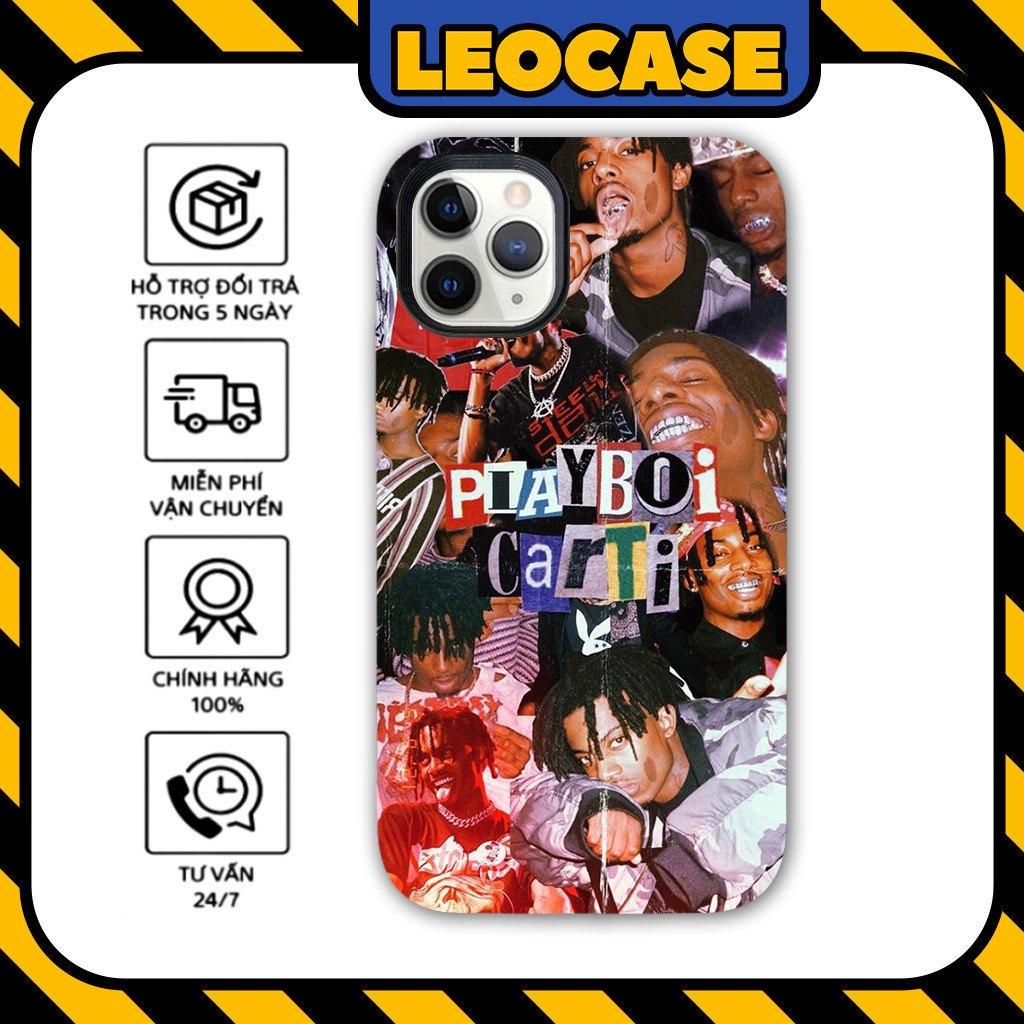 Ốp lưng iPhone silicone cao cấp Leocase Playboi Carti Rapper Collage ...
