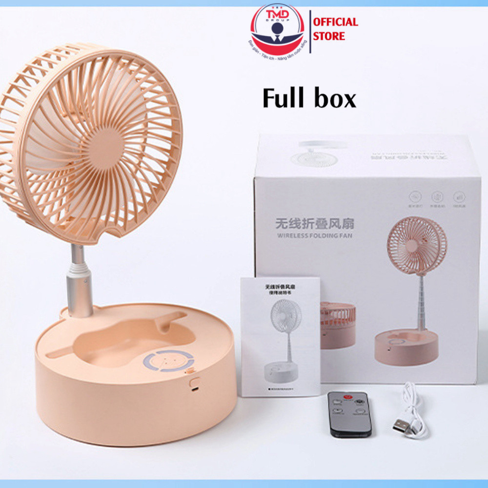Quạt tích điện điều khiển từ xa TMD - Gấp gọn pin lâu 7 giờ kiêm đèn ...
