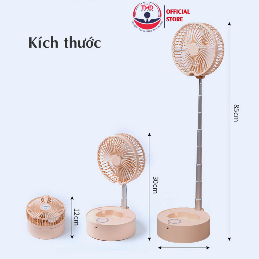 Quạt tích điện điều khiển từ xa TMD - Gấp gọn pin lâu 7 giờ kiêm đèn ...