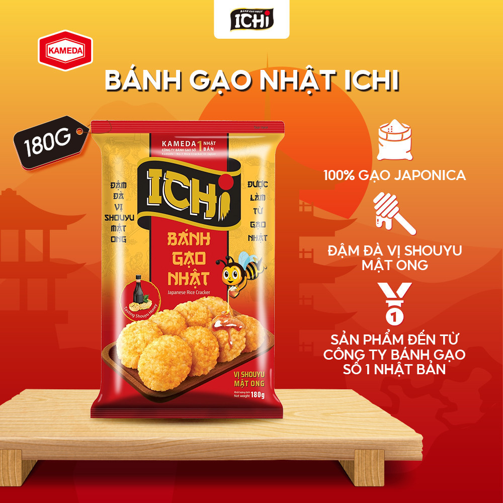 Bánh gạo Nhật ICHI vị Shouyu mật ong gói 180g, bánh gạo ăn vặt giòn tan, đậm đà | Shopee Việt Nam