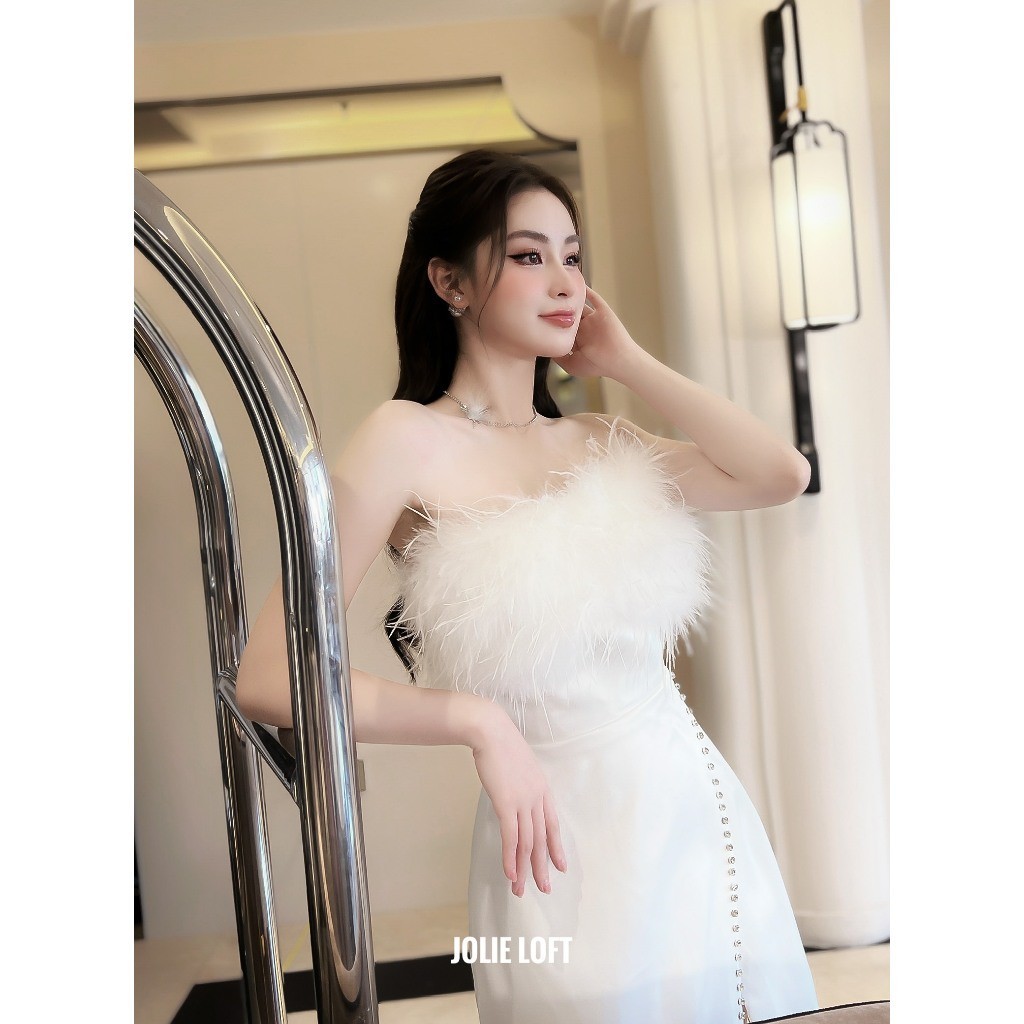 Váy nữ dự tiệc lông trắng tiểu thư thiết kế LIO Dress JOLIE LOFT, đầm ...