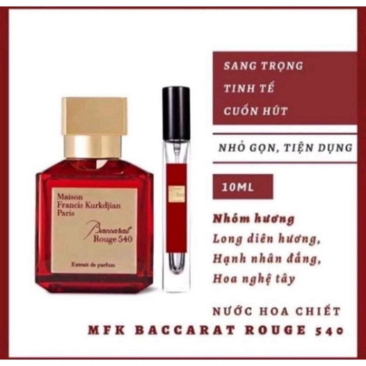 [FLASH SALE- AUTH] 10ml Nước hoa MFK Rouge 540 Maison đỏ 540 extrait ...