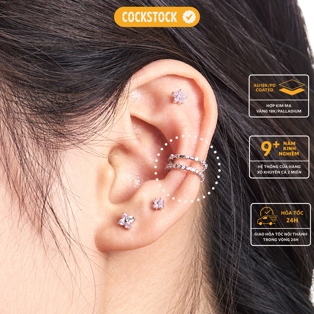 Khuyên tai kẹp BLINK DOUBLE HOOP EARCUFF - COCKSTOCK | Shopee Việt Nam