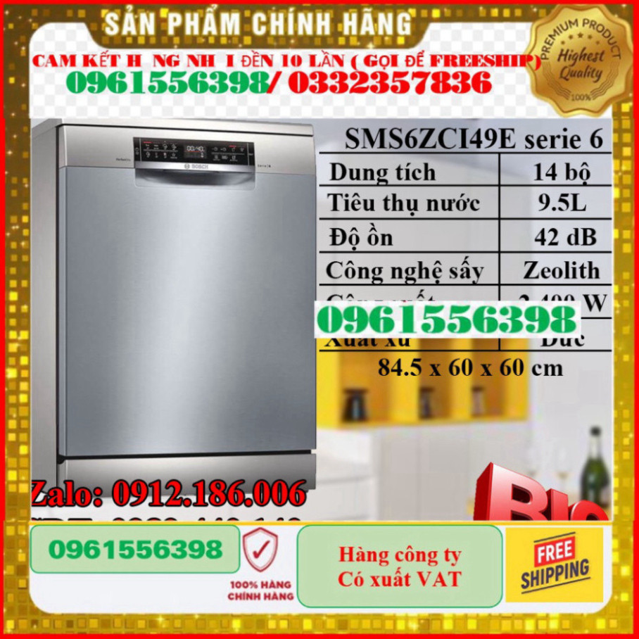[CHÍNH HÃNG BOSCH] Máy rửa bát Bosch SMS6ZCI49E serie 6 sấy Zeolith ...