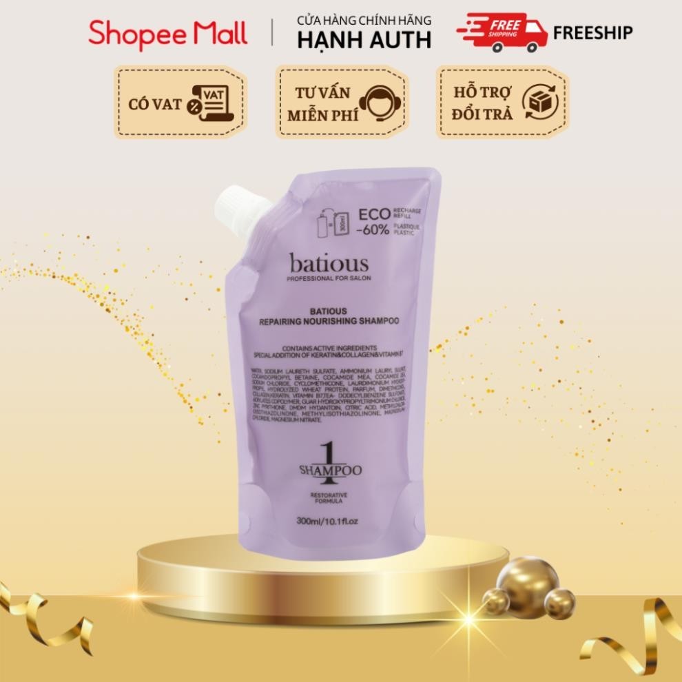 Túi Dầu Gội Batious Refill 300ml Reparing Noursing Giúp Phục Hồi Tóc Hư ...