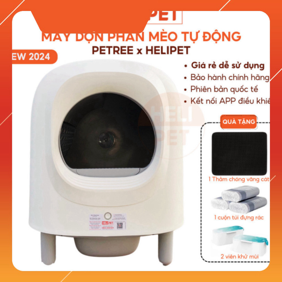 [NEW 2024] Máy Vệ Sinh, Dọn Phân Mèo Tự Động PETREE x HeLiPet, Kết Nối Wifi, Dùng App, Bản Quốc ...