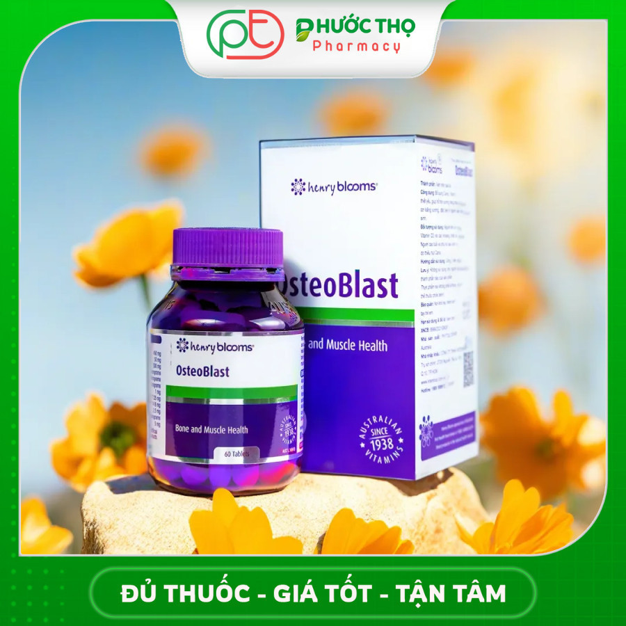 Viên uống bổ sung Canxi, Vitamin D3 và khoáng chất thiết yếu (60 viên) - OsteoBlast Henry Blooms ...