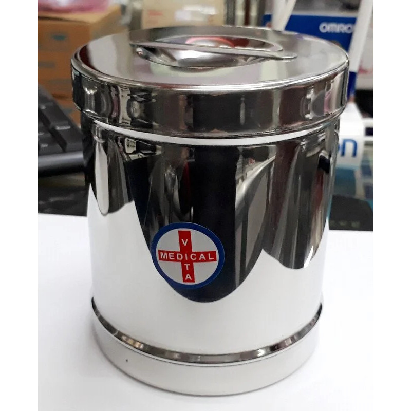 Hộp đựng bông gòn, lon gòn inox Vinh Tan trong nha khoa cỡ đại 13 x ...