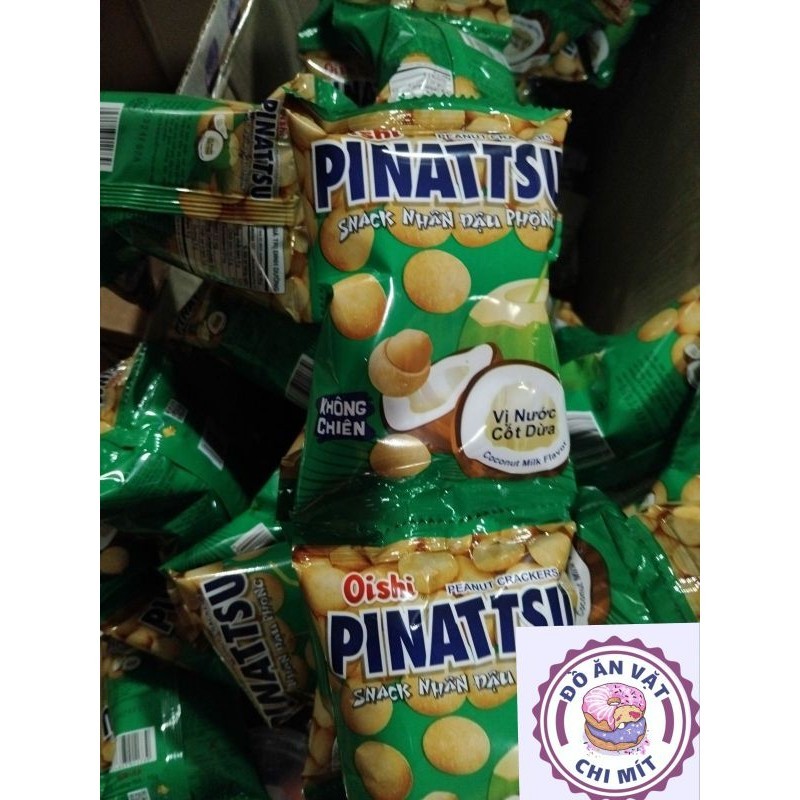10 gói Snack nhân đậu phộng Pinattsu Oishi vị nước cốt dừa và mực cay ...