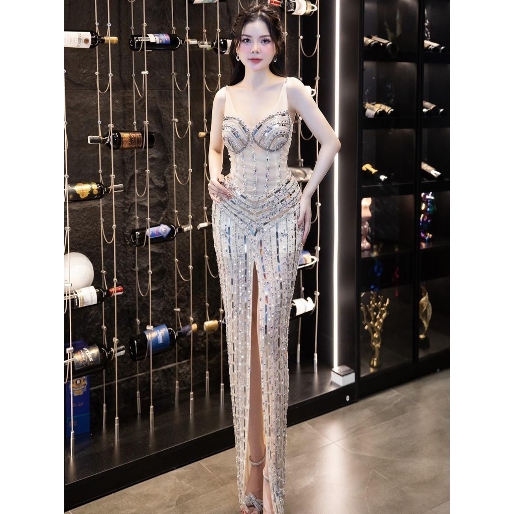 [KT CLOTHING] Đầm dạ hội hai dây đính đá cao cấp | Shopee Việt Nam