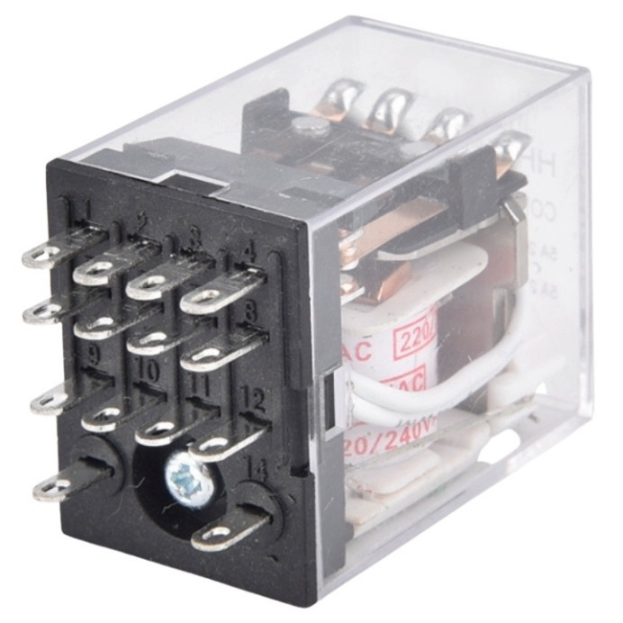 Rơ le trung gian MY4N-J, relay kiếng 14 chân dẹp nhỏ có đèn điện áp 12VDC, 24VDC, 220VAC dùng ...