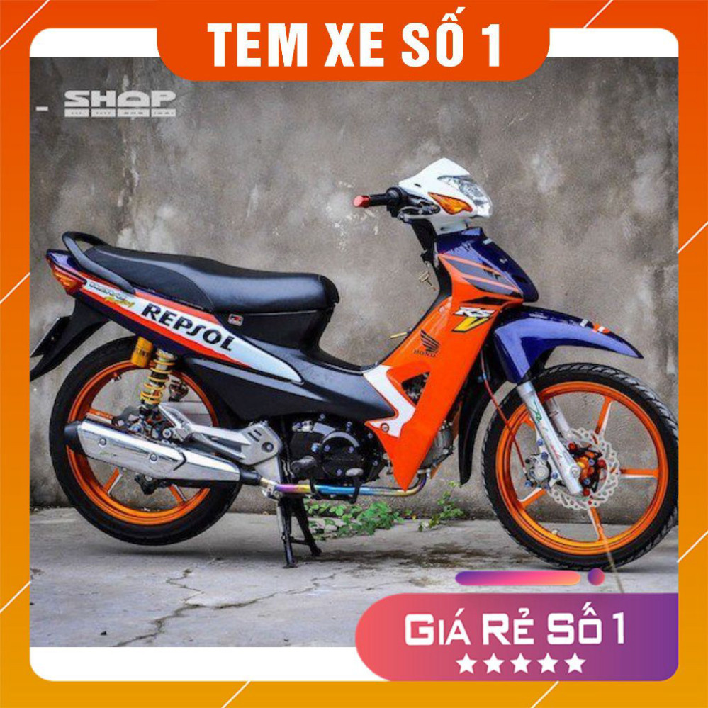 Tem rời WAVE REPSOL 100 & 50cc ( Tem 3 lớp chống nước chống bay màu ...