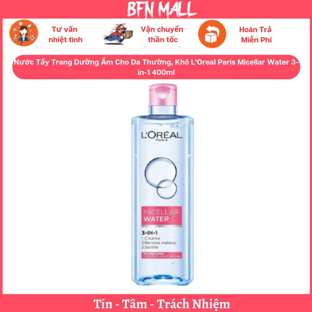 Nước Tẩy Trang Dưỡng Ẩm Cho Da Thường, Khô L'Oreal Paris Micellar Water 3-in-1 400ml | Shopee ...