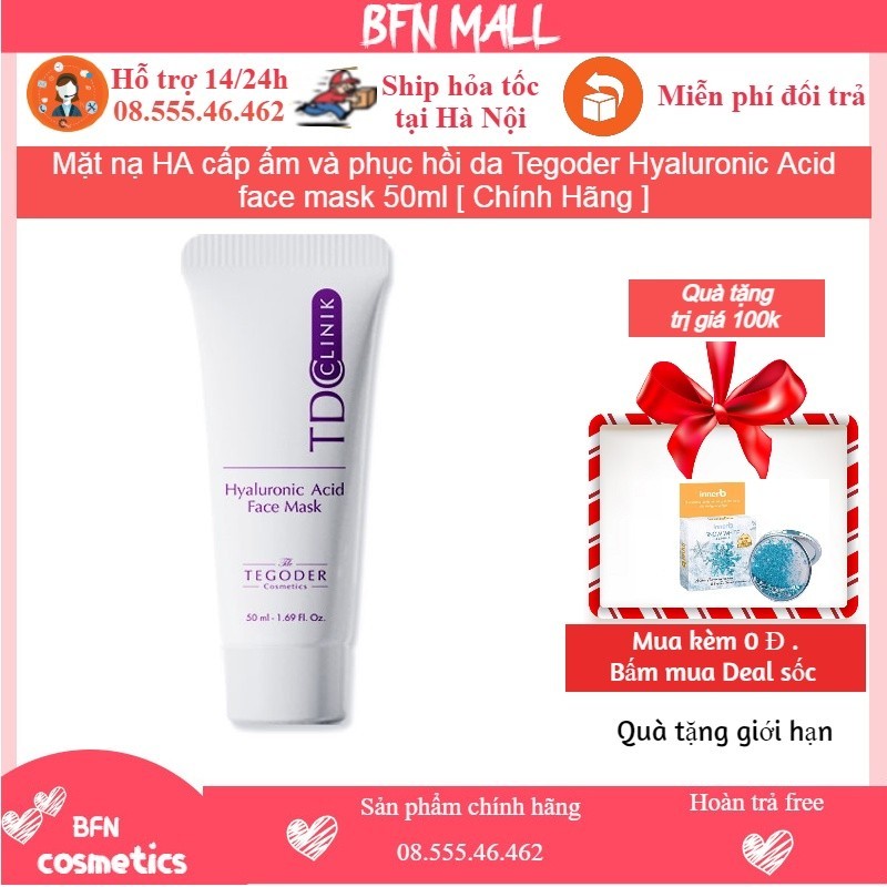 Mặt nạ HA cấp ẩm và phục hồi da Tegoder Hyaluronic Acid face mask 50ml ...