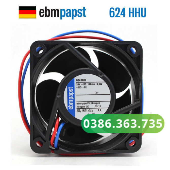 Quạt tản nhiệt Ebmpapst 624hhu 6025 24V 3.5W IP68 Quạt Làm Mát Chống ...