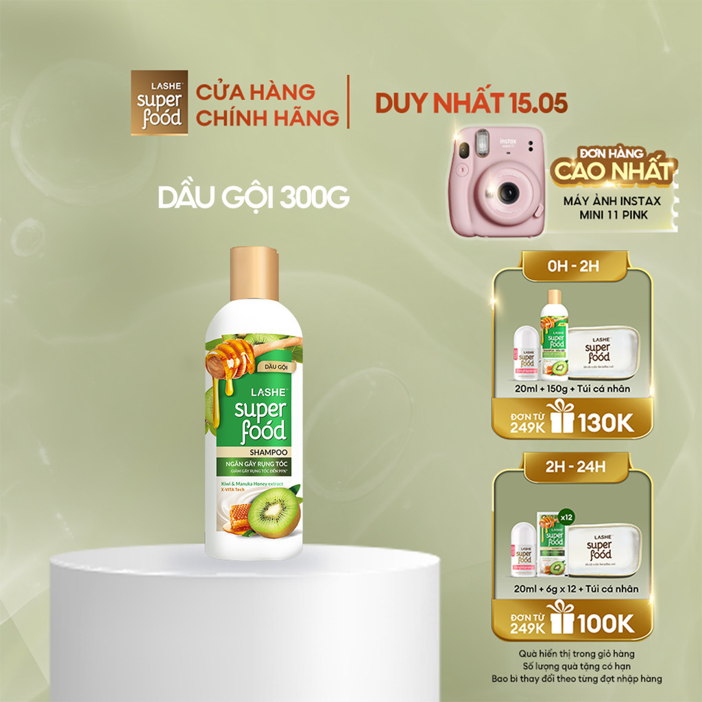 [MÃ COSLA04 GIẢM 10%] Dầu gội LASHE SUPERFOOD ngăn gãy rụng tóc 300G | Shopee Việt Nam