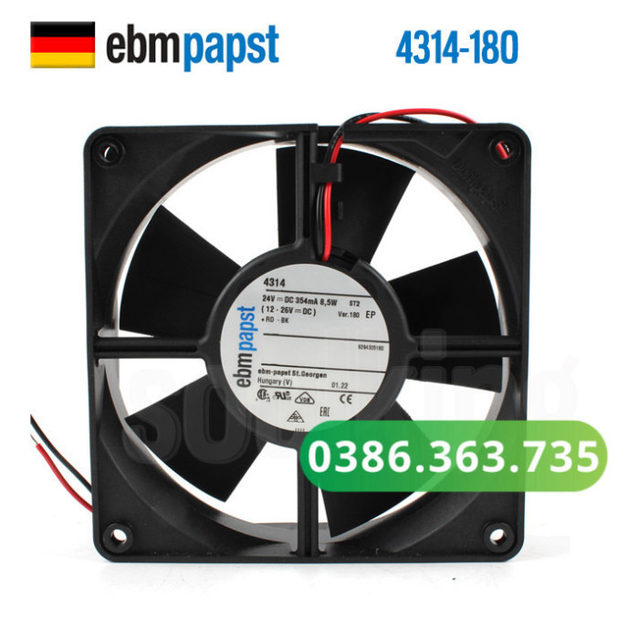 Quạt tản nhiệt Ebmpapst 4314-180 12032 Chính Hãng Ebmpapst 24V 8.5W ...