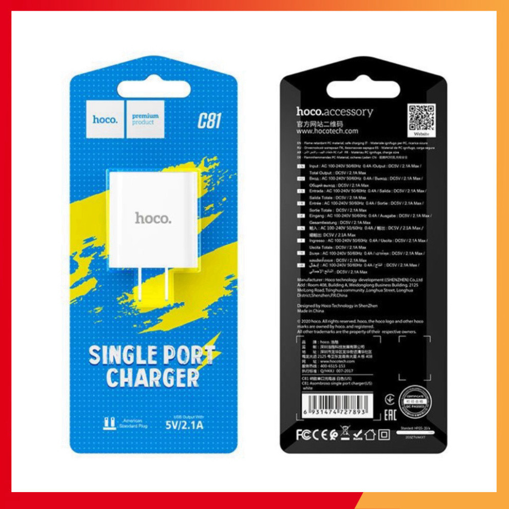 Củ sạc nhanh HOCO C81 (5V-2.1A),cốc sạc nhanh cho ĐT ,Samsung type c,micro usb android HASTORE ...