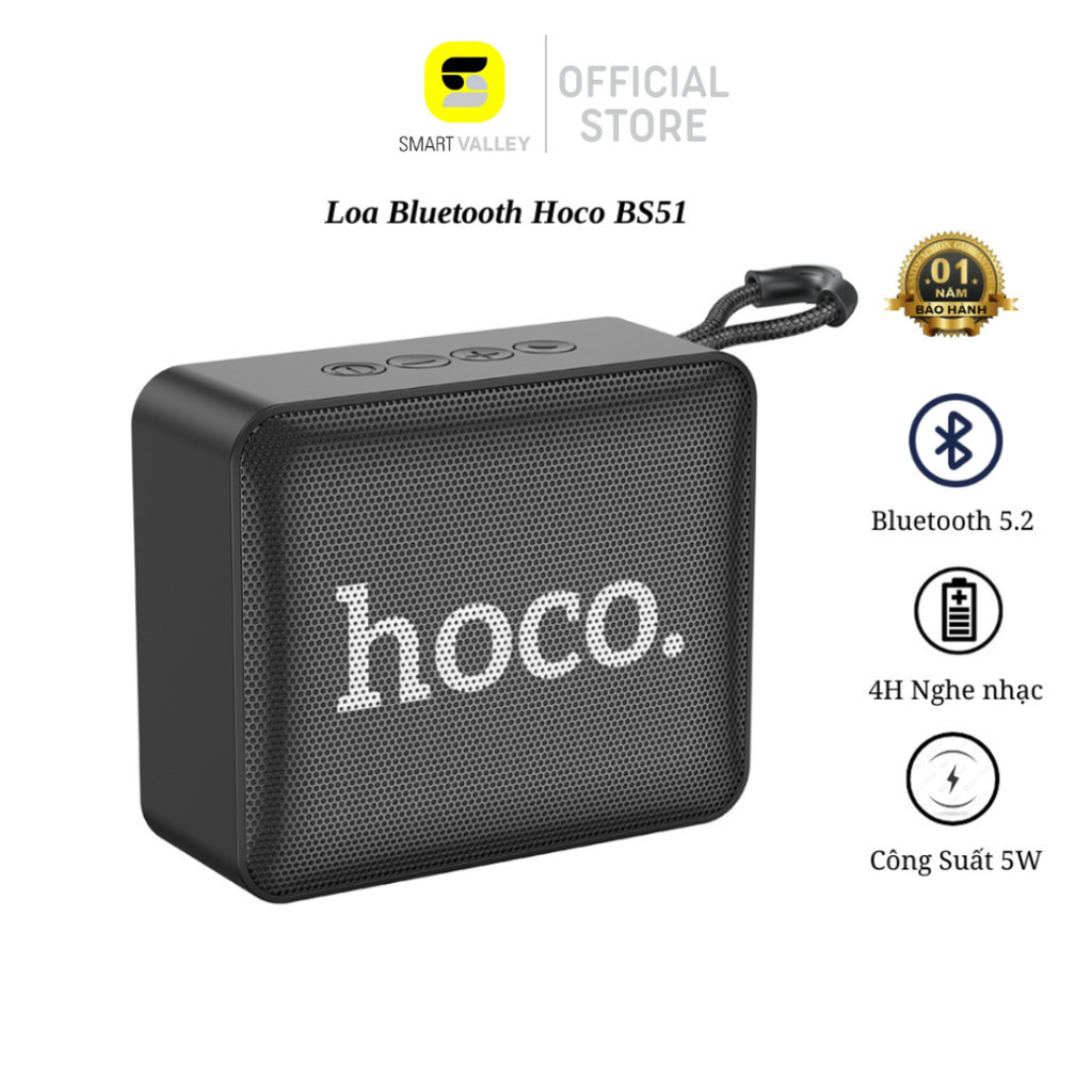 Loa bluetooth Hoco BS51, loa mini để bàn hỗ trợ khe cắm thẻ nhớ, usb, âm thanh vòm 3D - chính ...