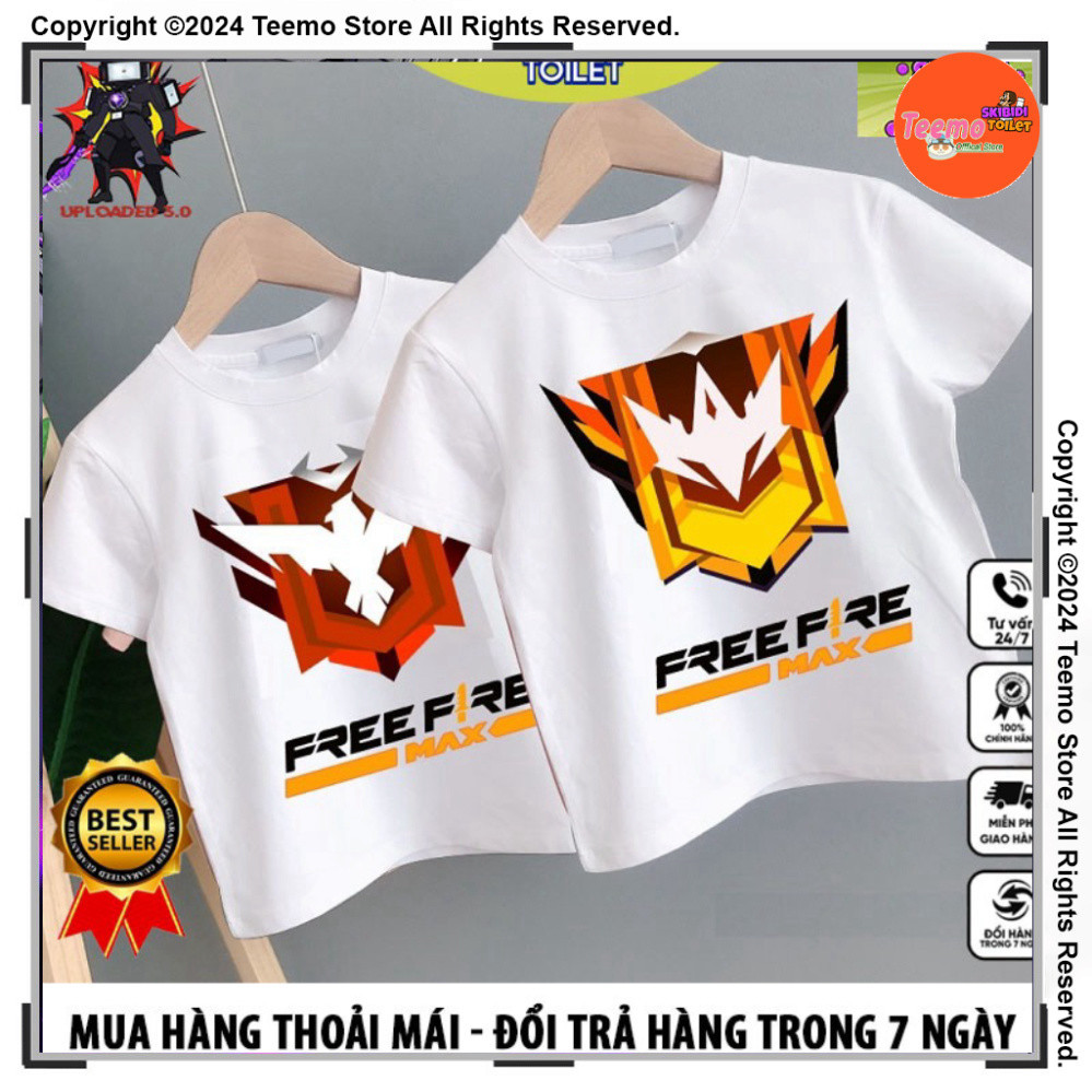 Áo Free Fire Max màu trắng in logo rank cực chất cho bé trai | SKIBIDI ...