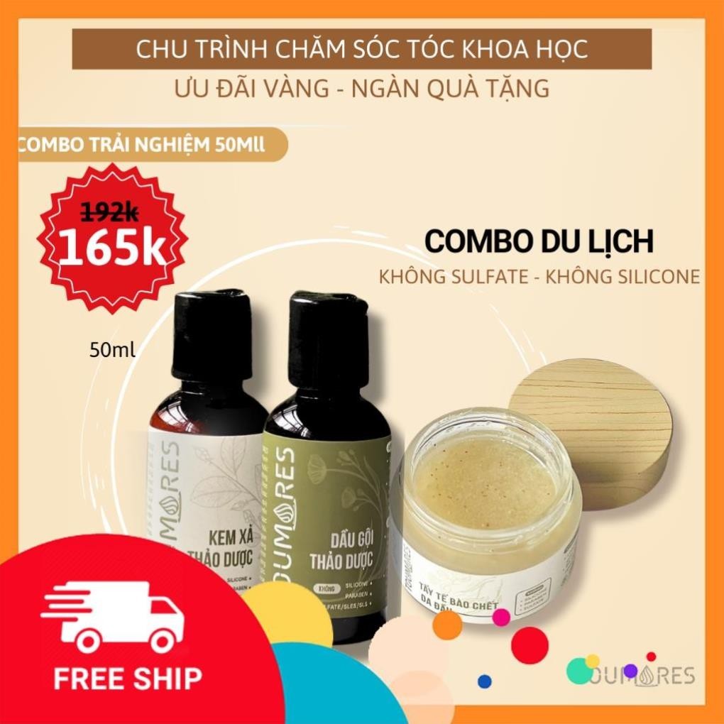 Bộ chăm sóc tóc thảo dược Toumores size du lịch gồm dầu gội thảo dược, kem xả thảo dược, tẩy tế ...