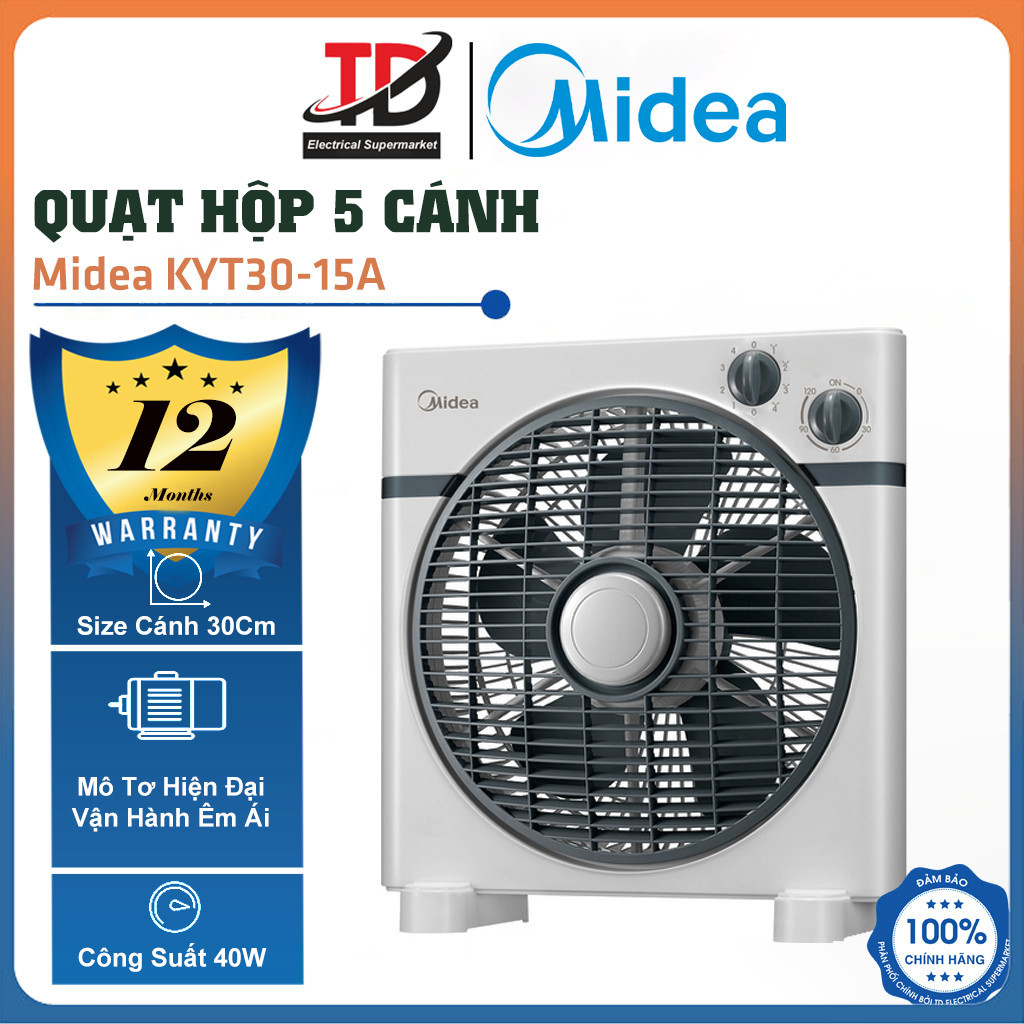 Quạt hộp Midea KYT30-15A, 5 Cánh 30Cm, Động Cơ Bạc Thau, Hàng Chính Hãng | Shopee Việt Nam