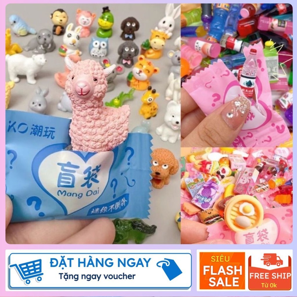 Combo 30 túi mù, túi mù mini, blind box, túi mù charm động vật, charm ...