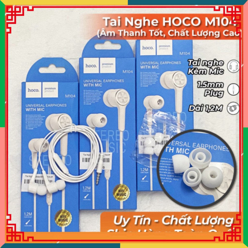 Tai Nghe Có Dây Hoco M104 Có Mic, Dài 1.2M dùng cho kỹ thuật sửa chữa ...