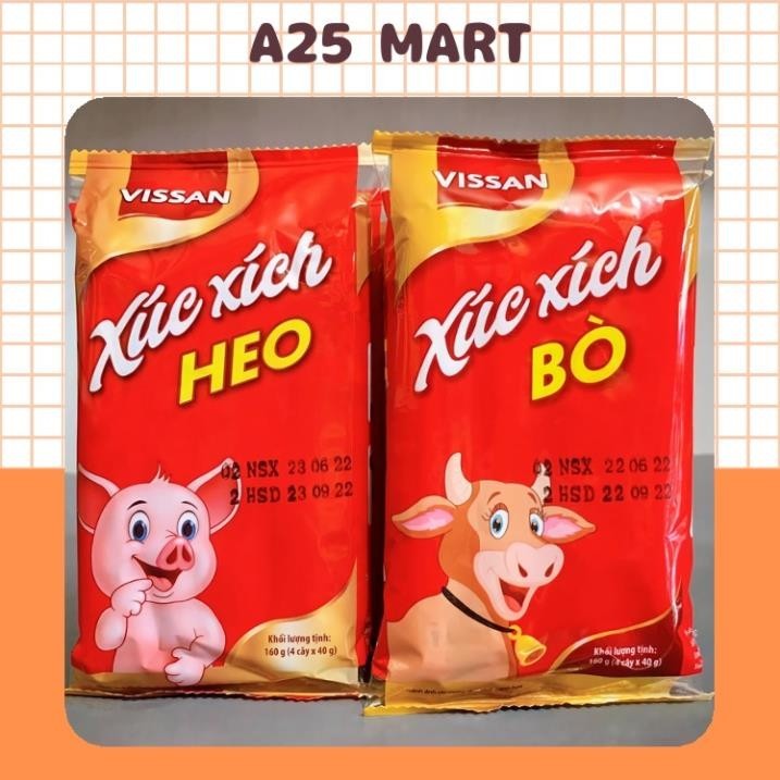Xúc Xích Ăn Liền Vissan Vị Heo/ Bò Gói 160g (4 Cây x 40g) | Shopee Việt Nam