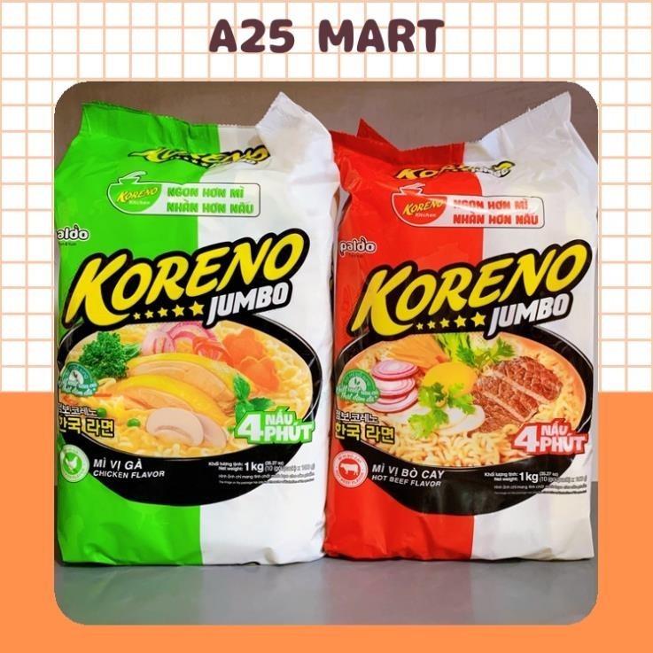 Mì Koreno Hàn Quốc Bò Cay/ Kim Chi/ Gà Bịch 1Kg (10 Gói) | Shopee Việt Nam
