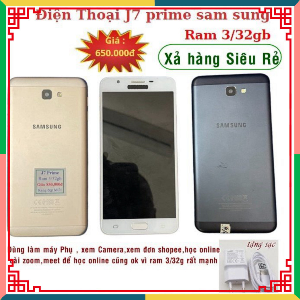 Điện thoại sam sung j7 prime, ram 3/32Gb,dùng làm máy phụ,cài camera ...