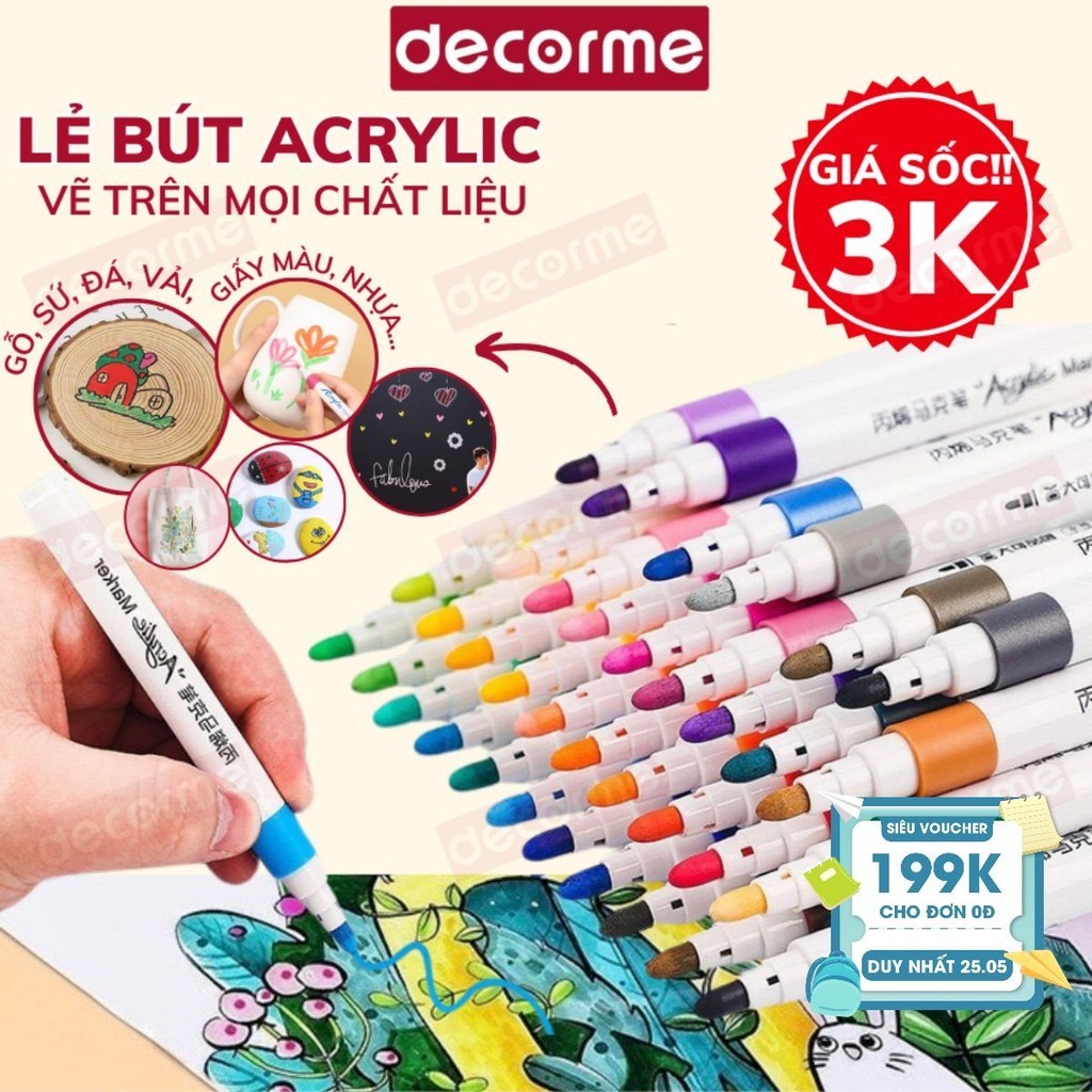 Bút Acrylic Marker Vẽ Trên Mọi Chất Liệu DecorMe Bút sơn chống nước bút ...