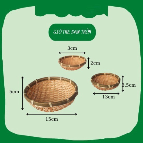 Rổ tre tròn mini, mẹt đựng đồ ăn Nhật Bản,hạt hướng dương, đồ ăn vặt ...