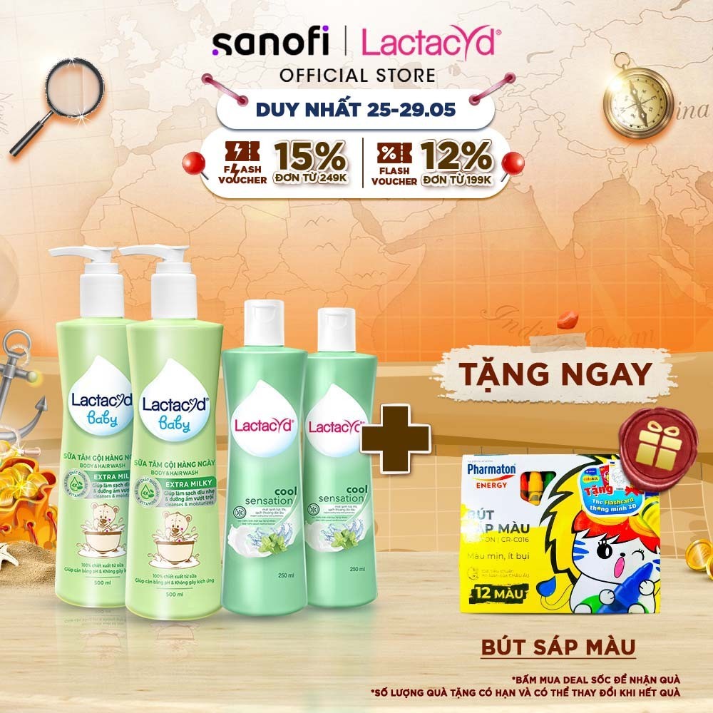 Bộ 2 Chai DDVS Phụ Nữ Lactacyd Cool Sensation 250ml + 2 Chai Sữa Tắm ...